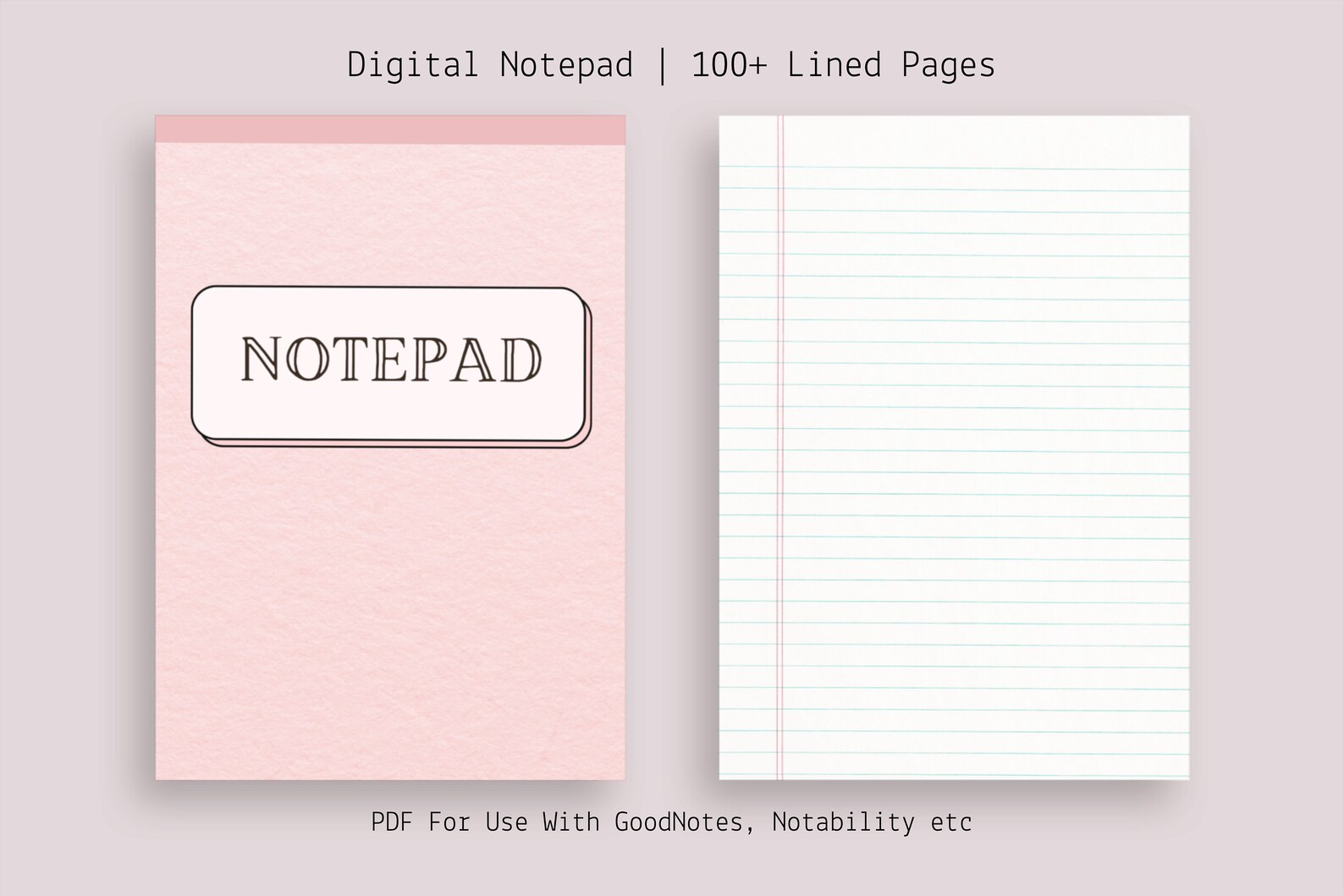 Pink Digital Notepad | Digital Note Taking Paper | Goodnotes Notability ...