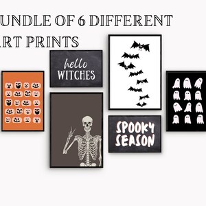 Gallery Wall Set of 6, DIY Halloween Decor, Bat Printable, Ghost ...