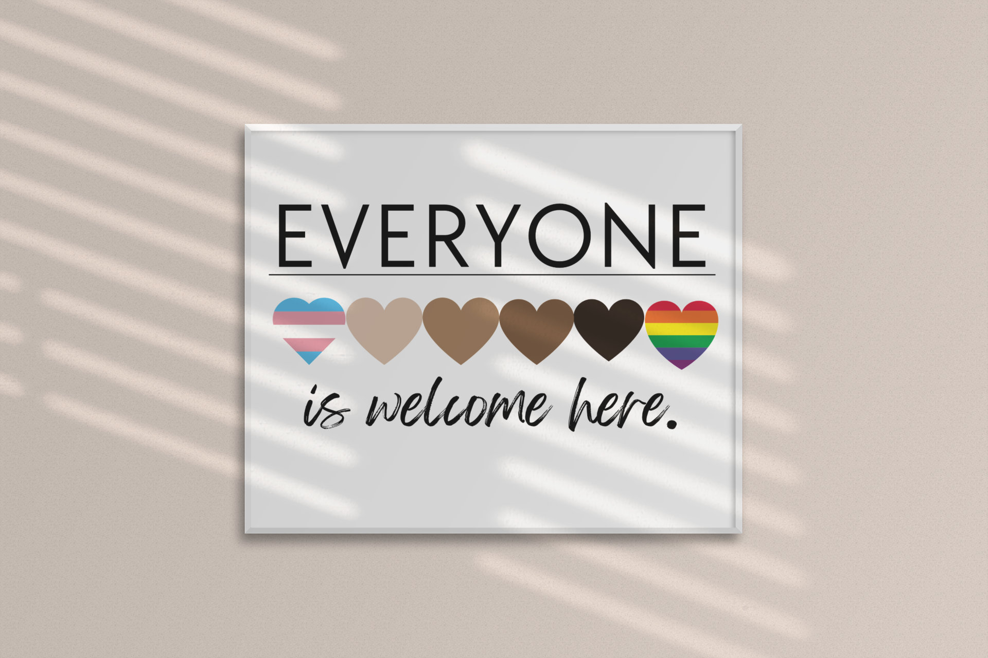 Everyone is Welcome Here Digital Art Print | Inclusive Sign | Diverse ...