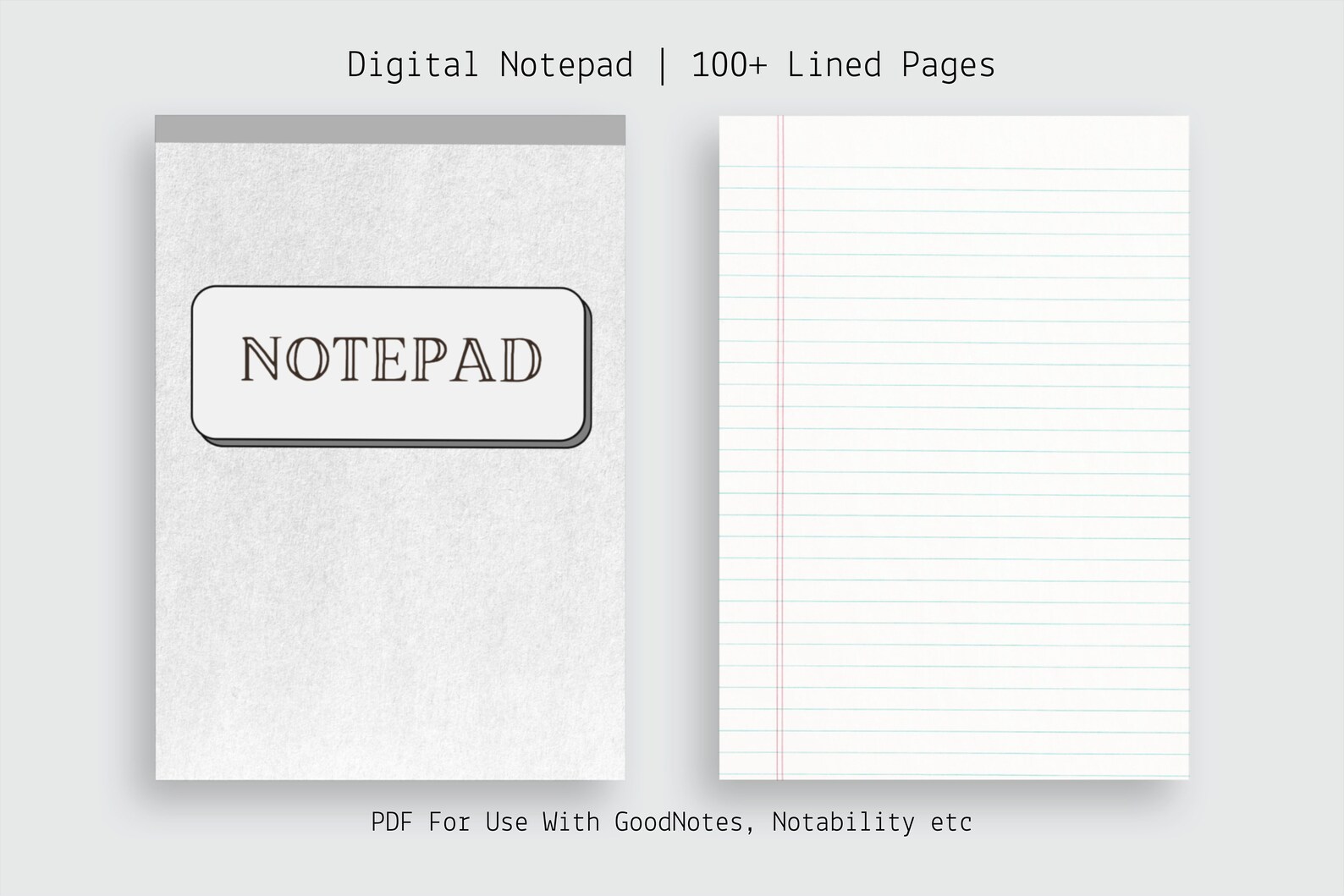 Gray Digital Notepad | Digital Note Taking Paper | Goodnotes Notability ...