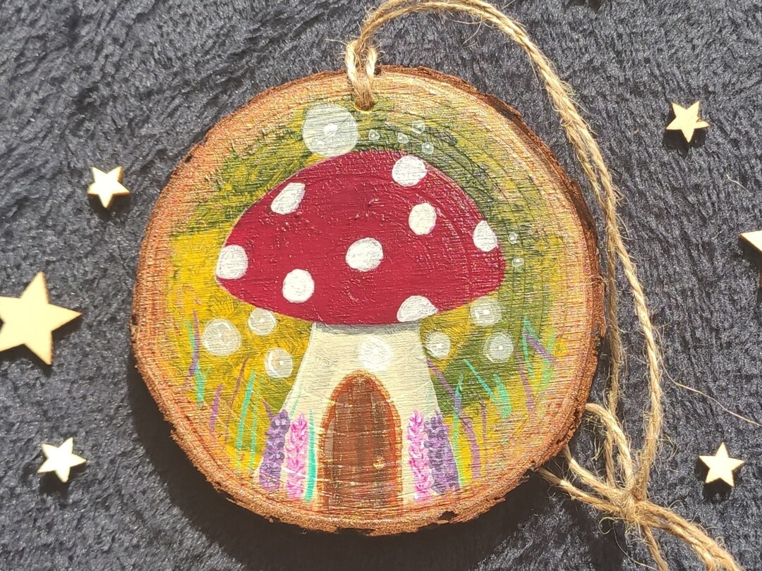 Toadstool Decoration, Folklore, Fairy House, Original Acrylic Painting ...