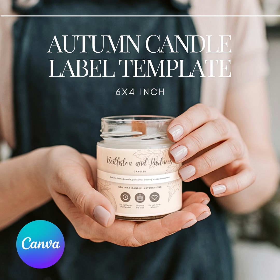 Editable Autumn Candle Label Canva Template | Fall-themed 6 X 4 Inch ...