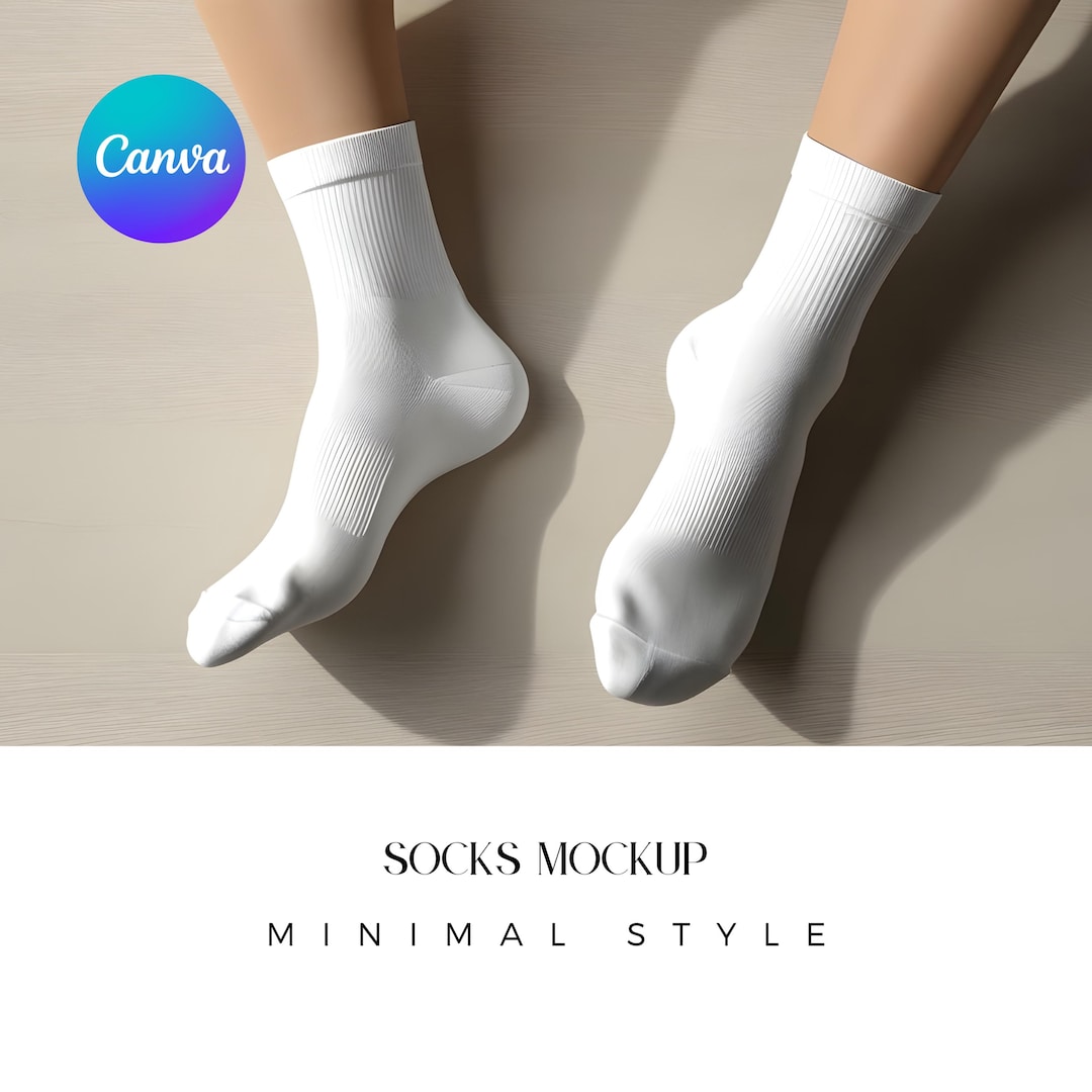 Canva Socks Mockup, Realistic Sock Mockup Template, Drag & Drop Canva ...