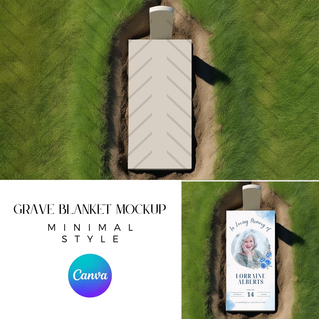 Grave Cover/blanket Mockup, Memorial Grave Cover Blanket Mockup Canva ...