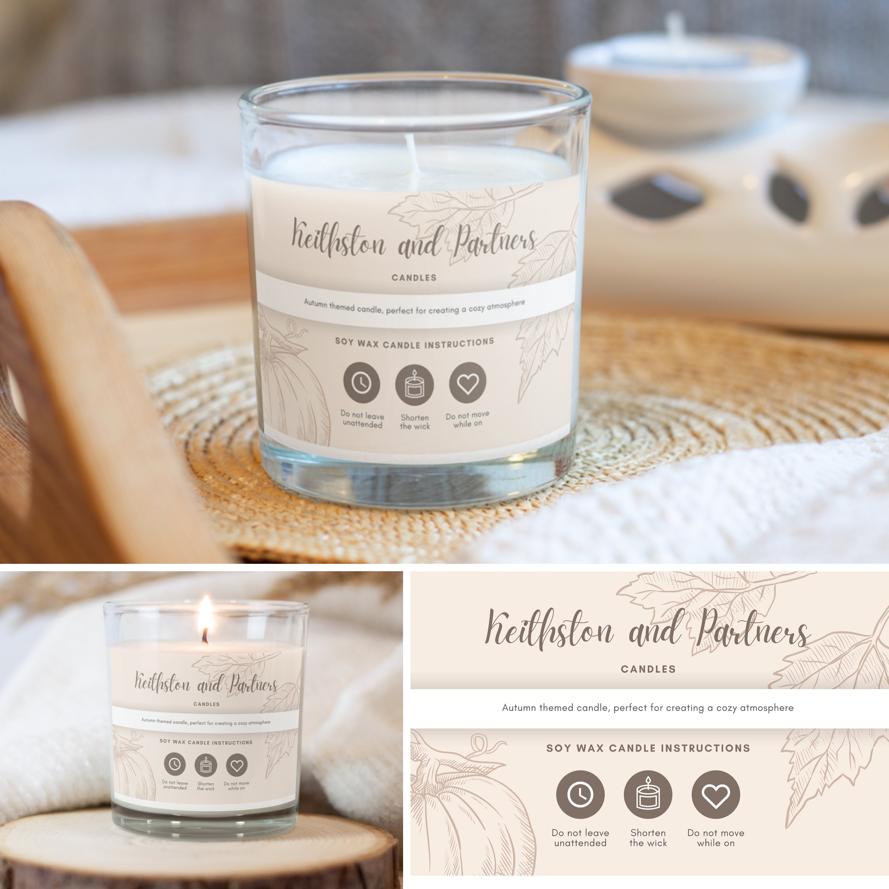 Editable Autumn Candle Label Canva Template | Fall-themed 6 X 4 Inch ...