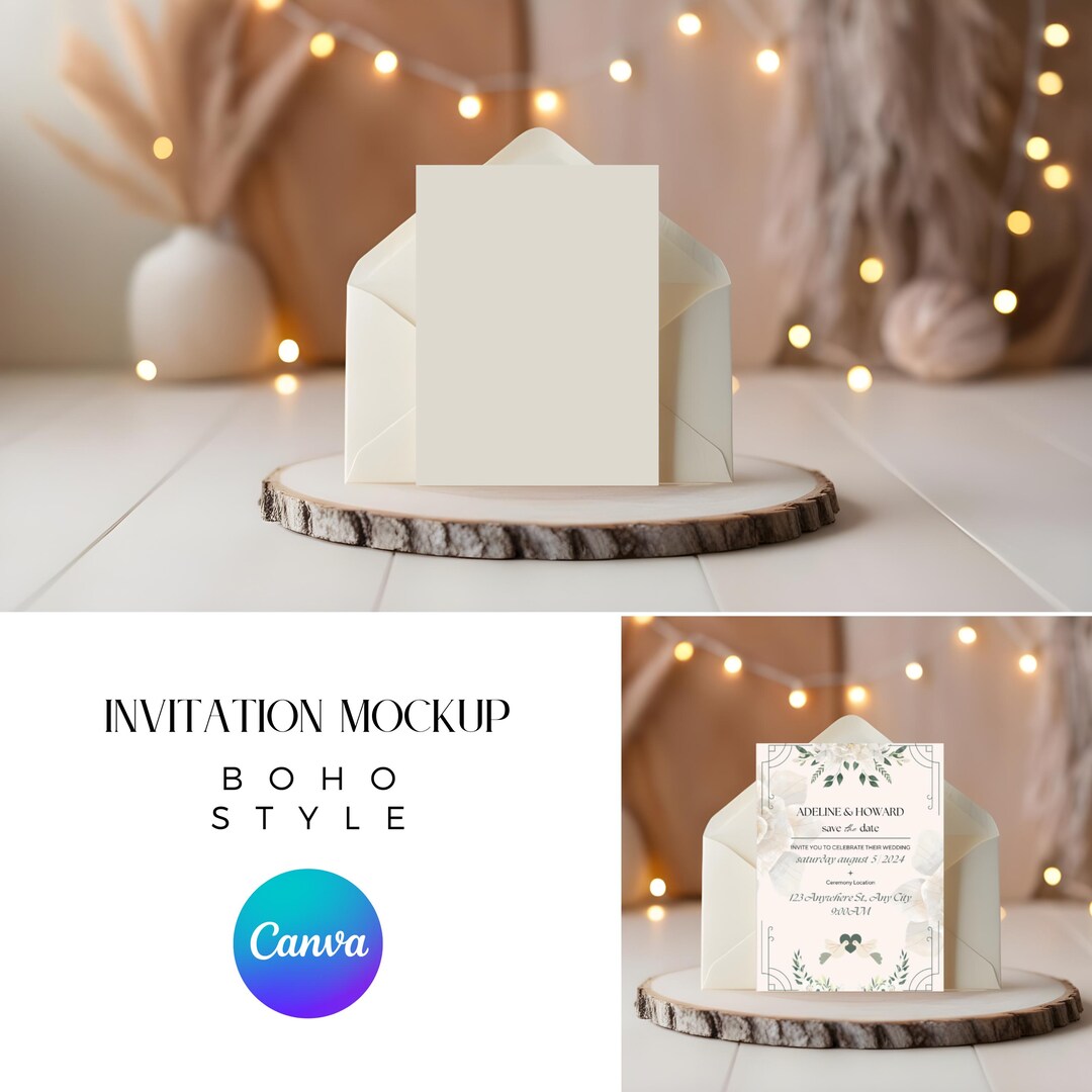 Greeting Card Mock Up, Invite Mockup, Wedding Invitation Mock Up, Canva ...