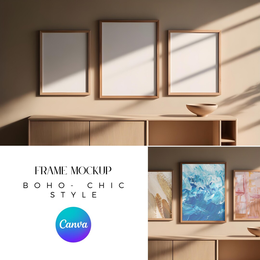 Editable Frame Mockup for Canva, Digital Wall Art Mockup, Minimalist ...