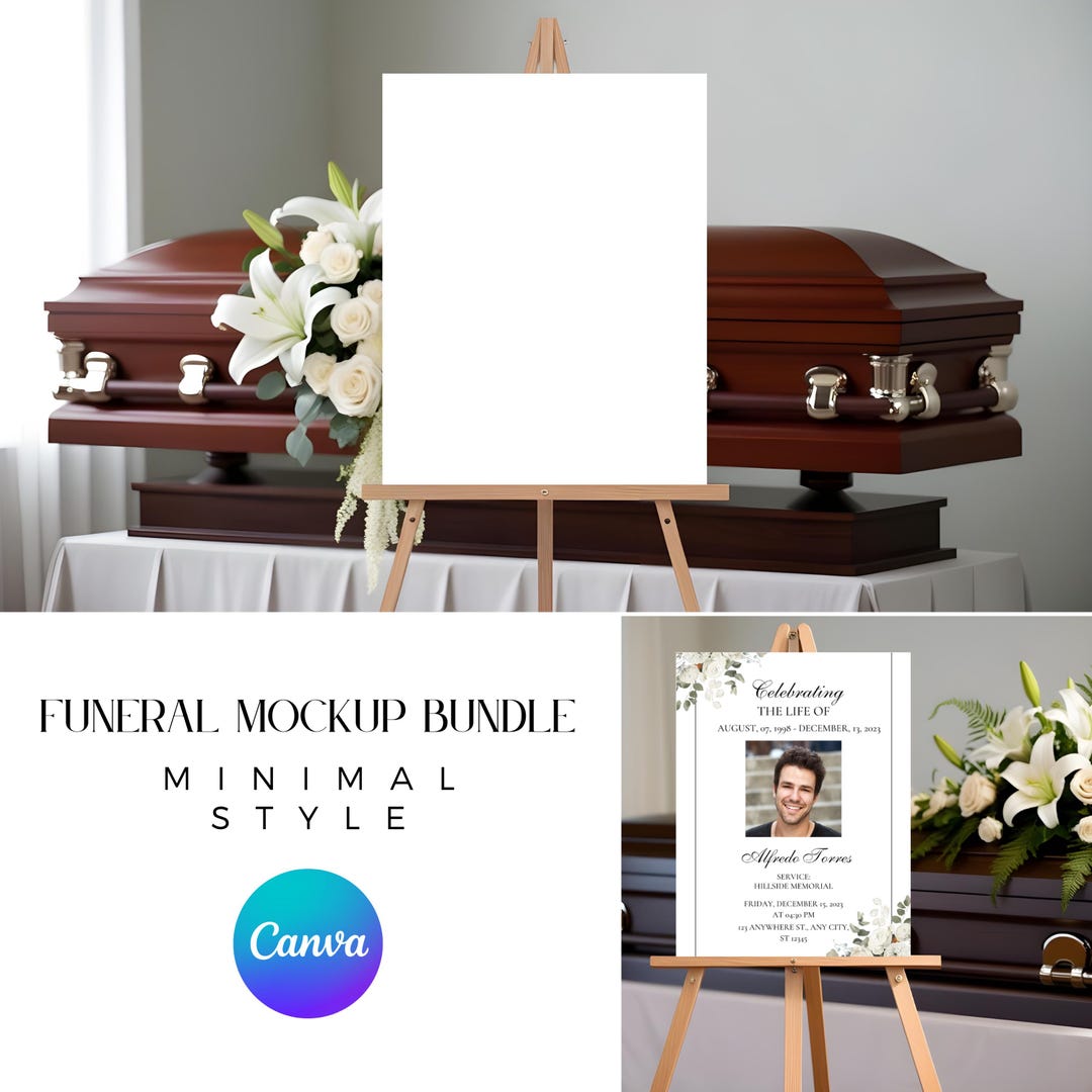 Funeral Welcome Sign Mockup Bundle, Memorial Ceremony Sign, Editable ...