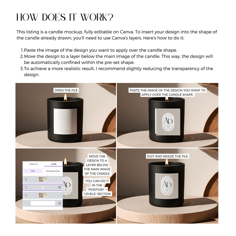 Black Candle Label Mockup, Candle Mockup Canva, Black Candle Jar Mock ...