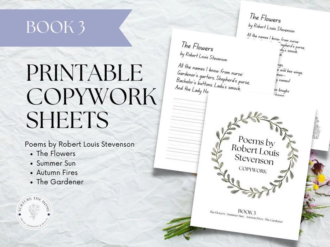 Robert Louis Stevenson Poems Print Handwriting Practice Sheets Book 3 ...