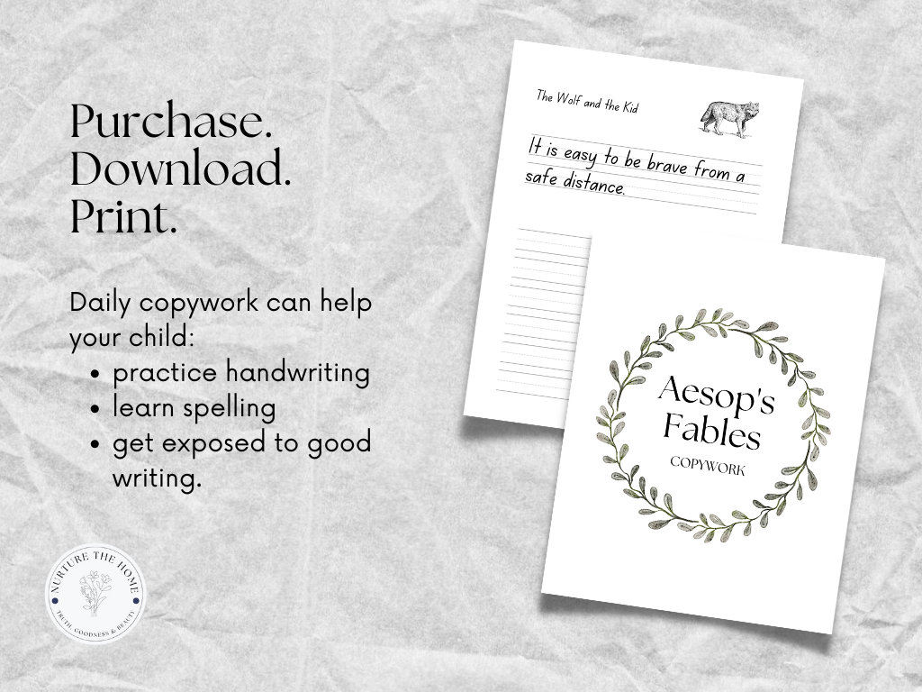 Aesop's Fables Copywork: Handwriting Practice Sheets (PDF) - Etsy