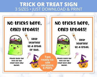 Trick or Treat Sign Printable Witch & Black Cat Social Distance ...