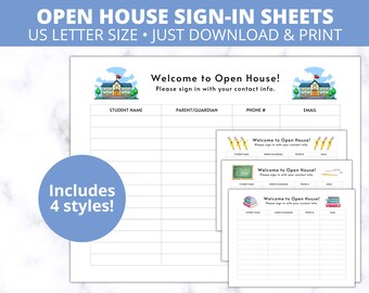 Back to School Open House Night Sign in Sheets Meet the Teacher ...