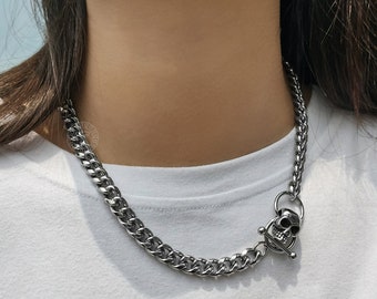 Skull Chain Necklace - Etsy