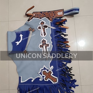 Handmade Leather Western Rodeo Bull Riding Chinks / Chaps Soft Quality ...