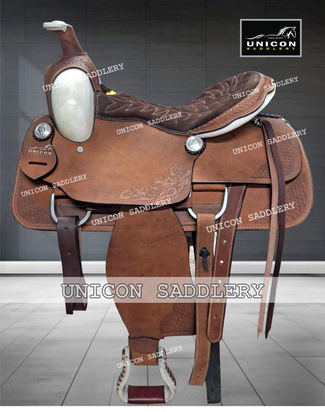 Western Ranch Roper Horse Saddle, Handmade Western Leather Roping Ranch ...