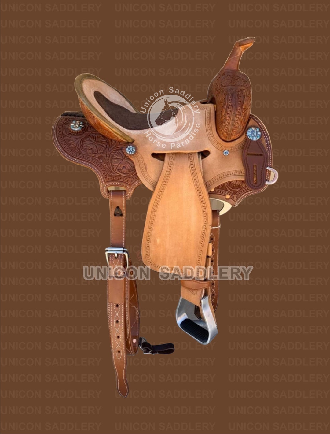 Western Leather Strip Down Barrel Horse Racing Saddle With Matching ...