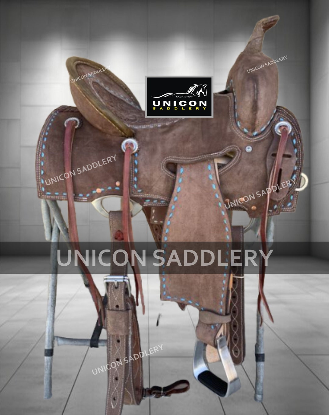 Premium Leather Strip Down Barrel Horse Racing Saddle With Matching ...
