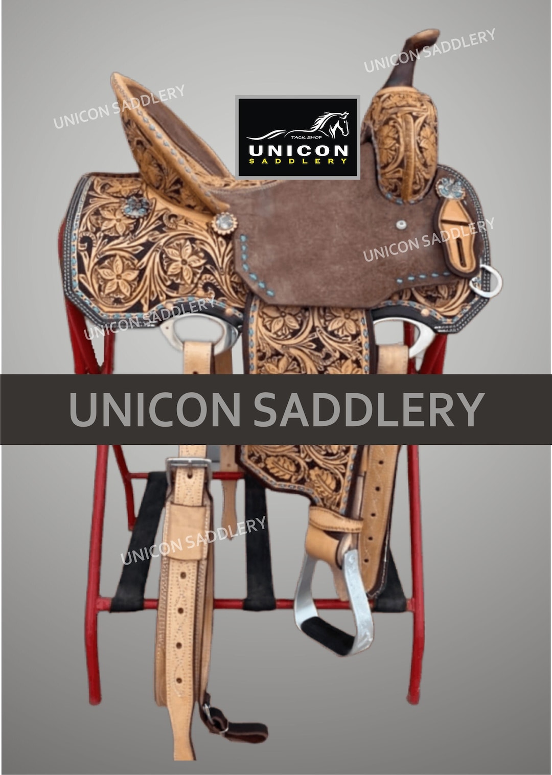 Western Barrel Leather Horse Saddle Suede Seat Aluminum Stirrups With ...