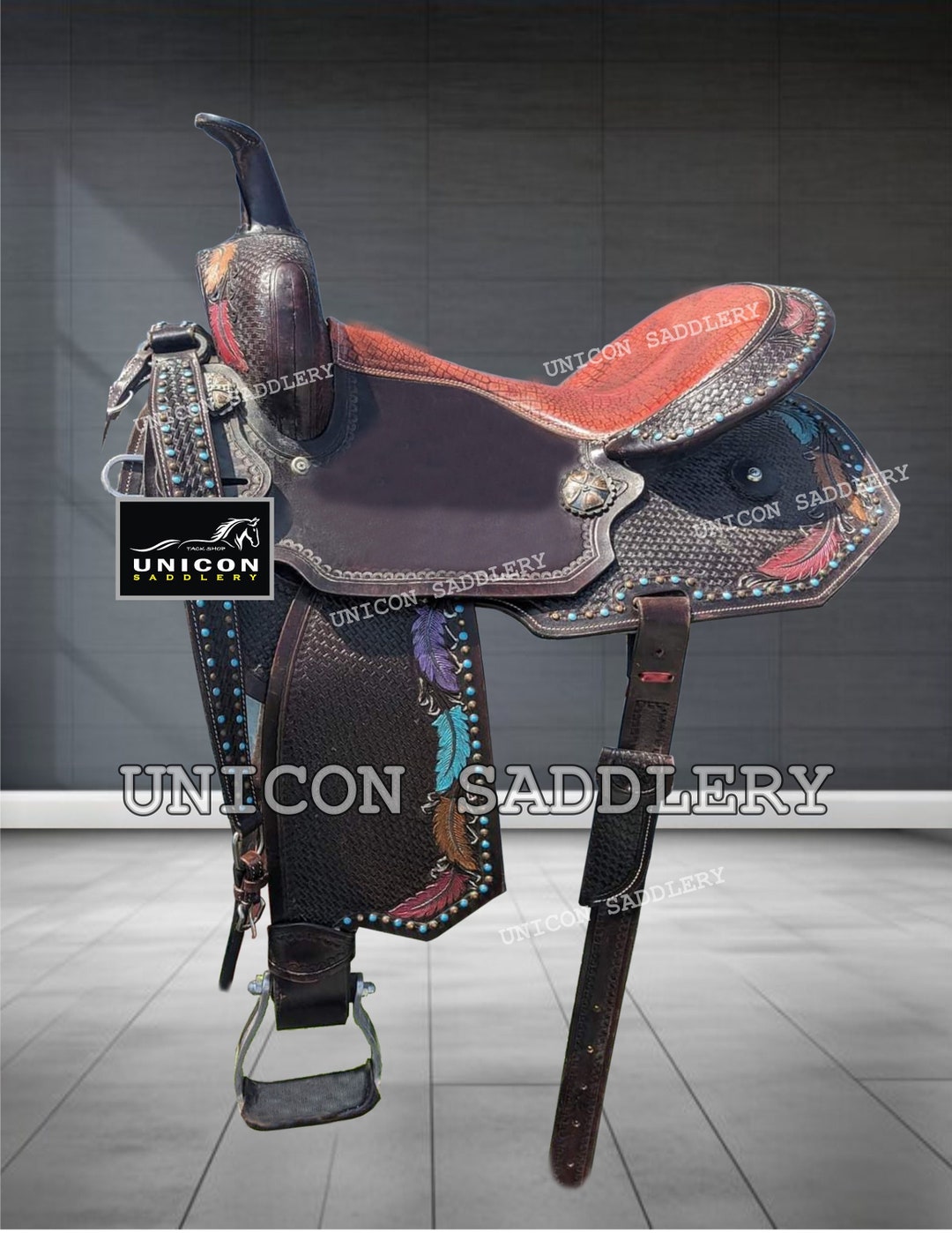 Western Barrel Racing Chocolate Premium Leather Horse Saddle With ...
