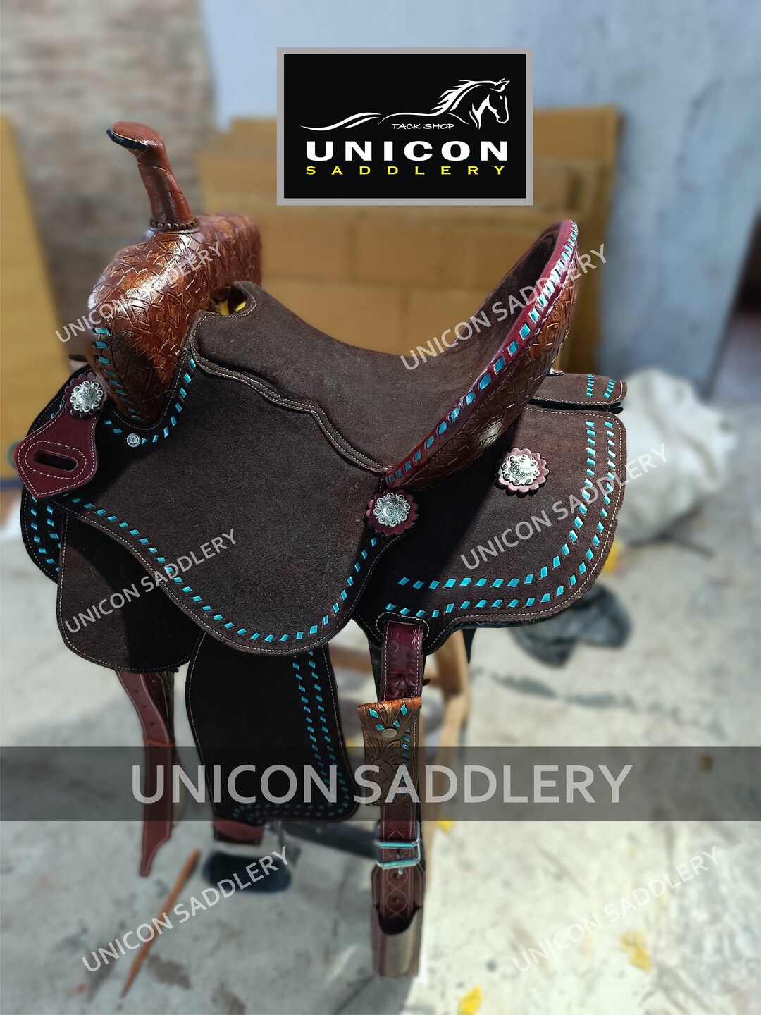 Square Swell Western Saddle: Buffalo Leather, Matching Tack Set - Etsy