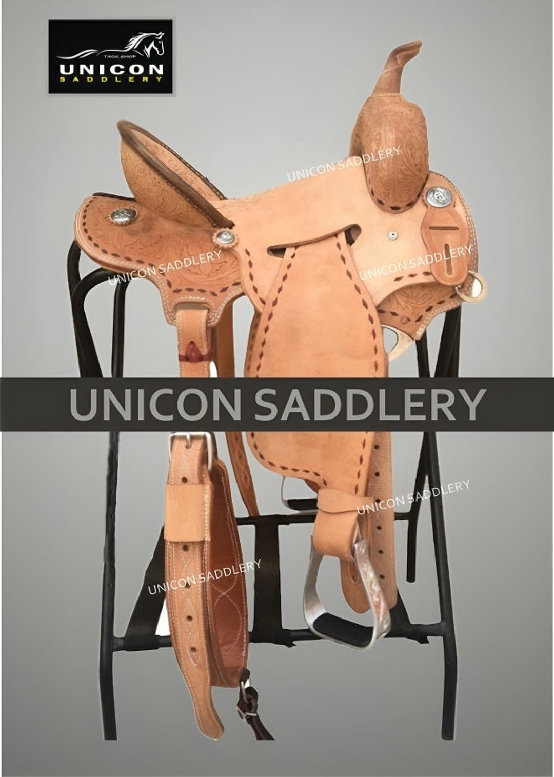 Premium Leather Strip Down Barrel Horse Racing Saddle With Matching ...