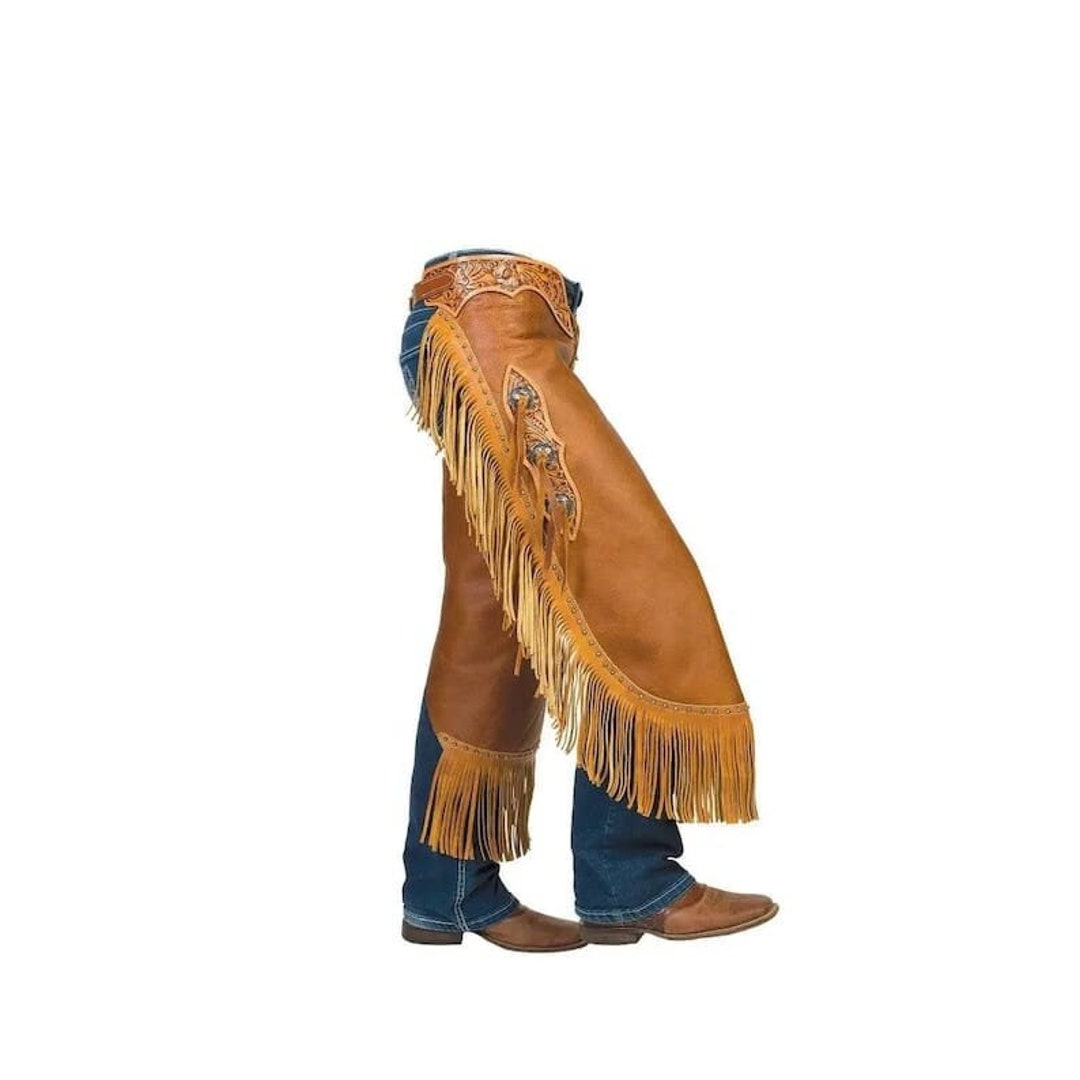 Custom Made Western Fringe Chinks Sand Color Suede Chinks Floral ...