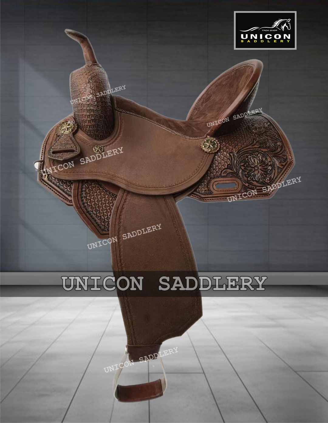 Western Barrel Racing Horse Saddle Brown Premium Leather Suede Seat ...