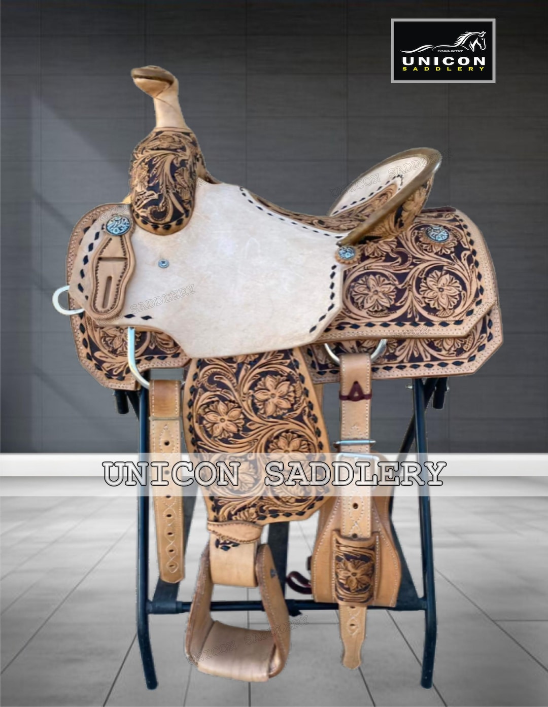 Western Roping Horse Saddle Premium Leather Rough Out Seat Handmade ...