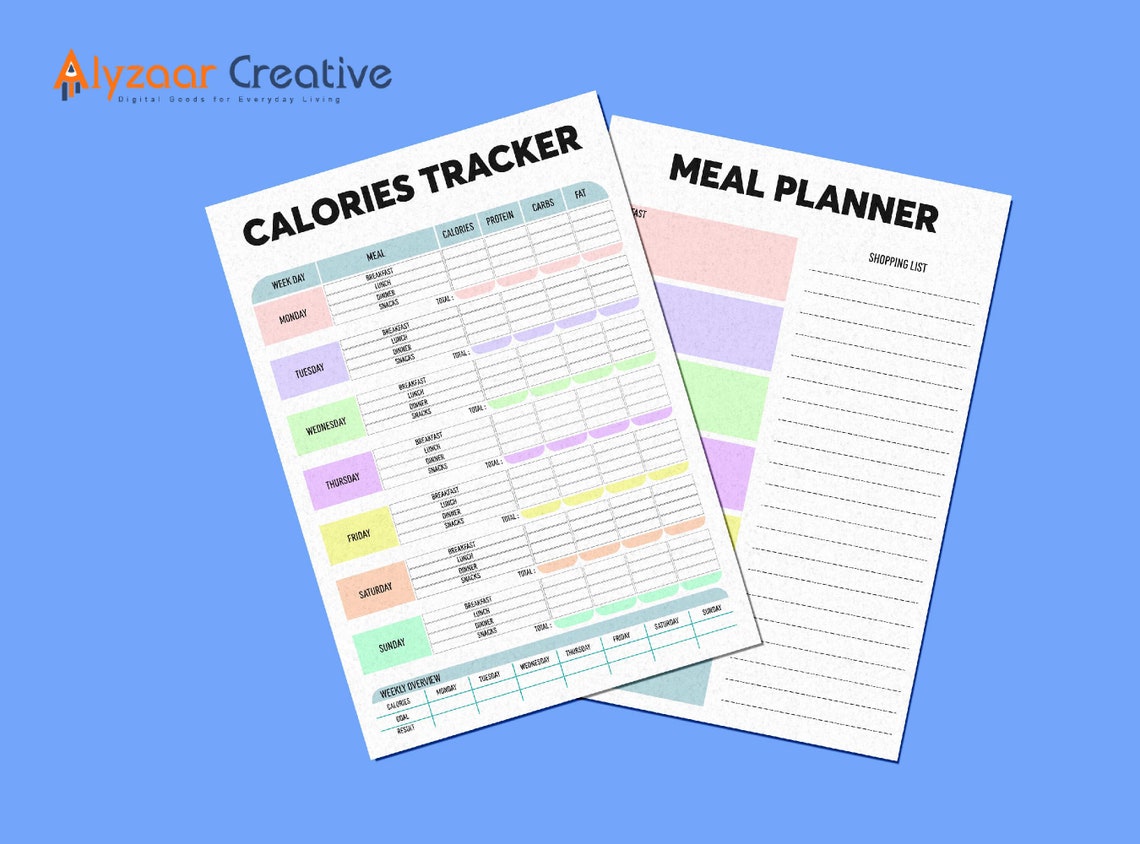 Printable Calorie Tracker & Meal Planner | Calorie Tracker | Monthly ...