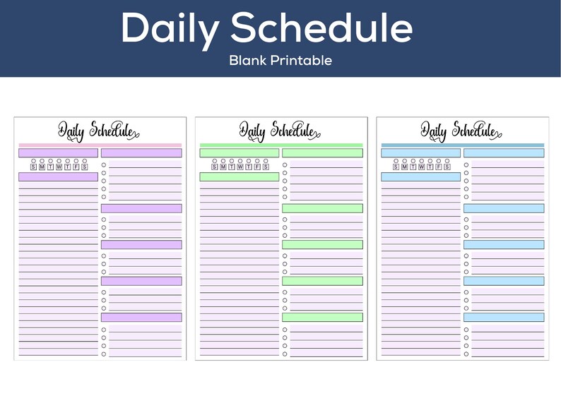 Daily Schedule Template Editable PDF 24 Hour Daily Planner Printable ...