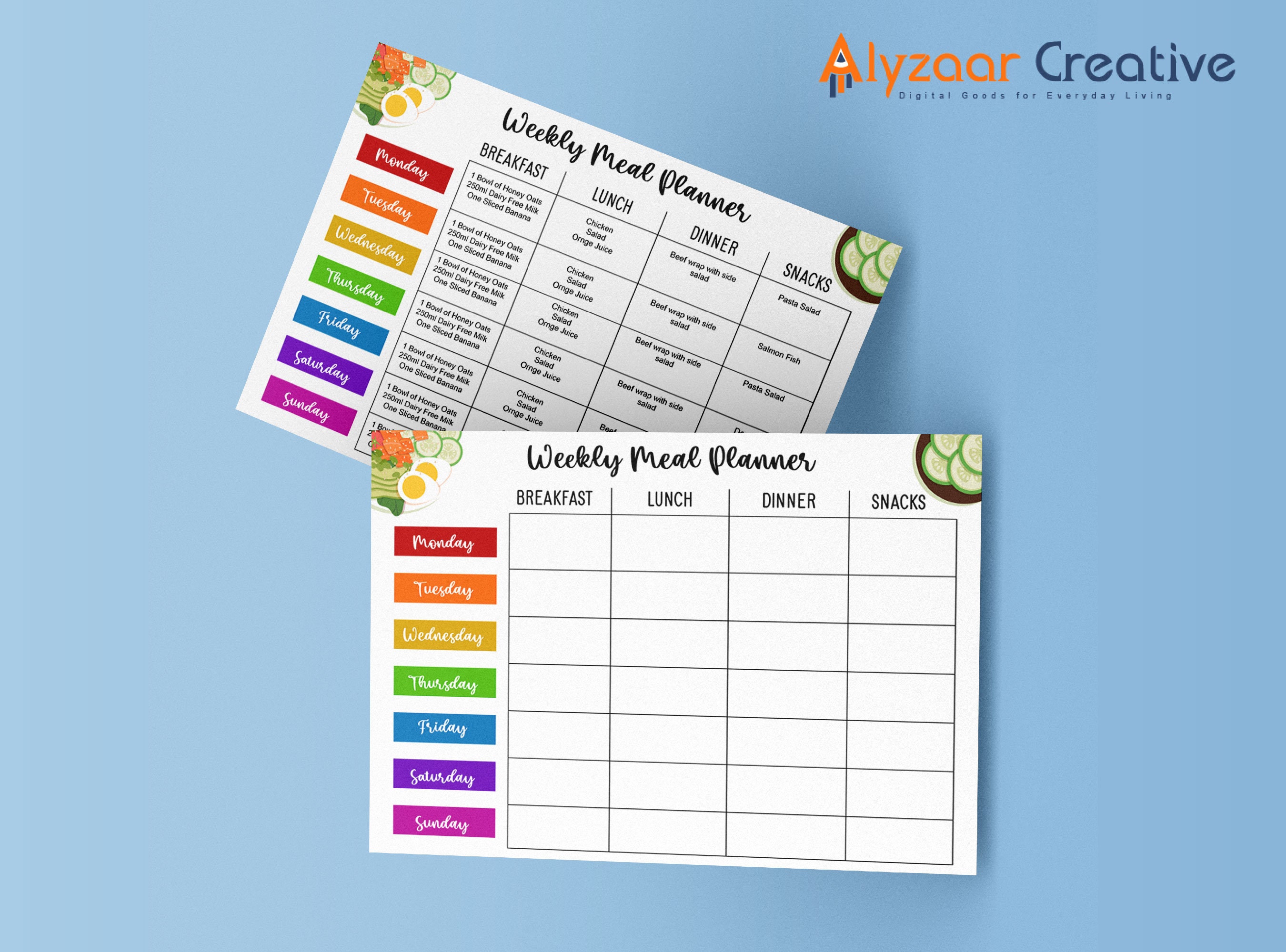 Rainbow Weekly Meal Planner Printable | Printable Weekly Meal Plan ...