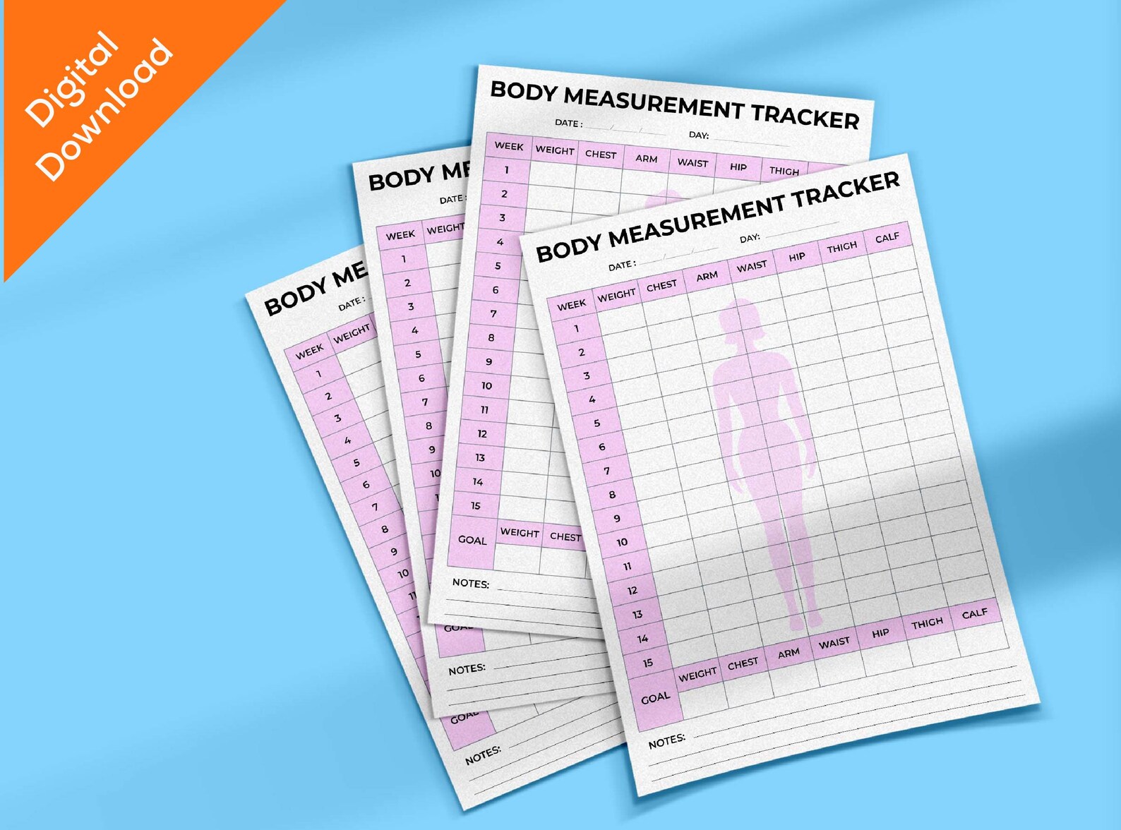 Body Measurement Tracker Printable Editable Body Measurement - Etsy