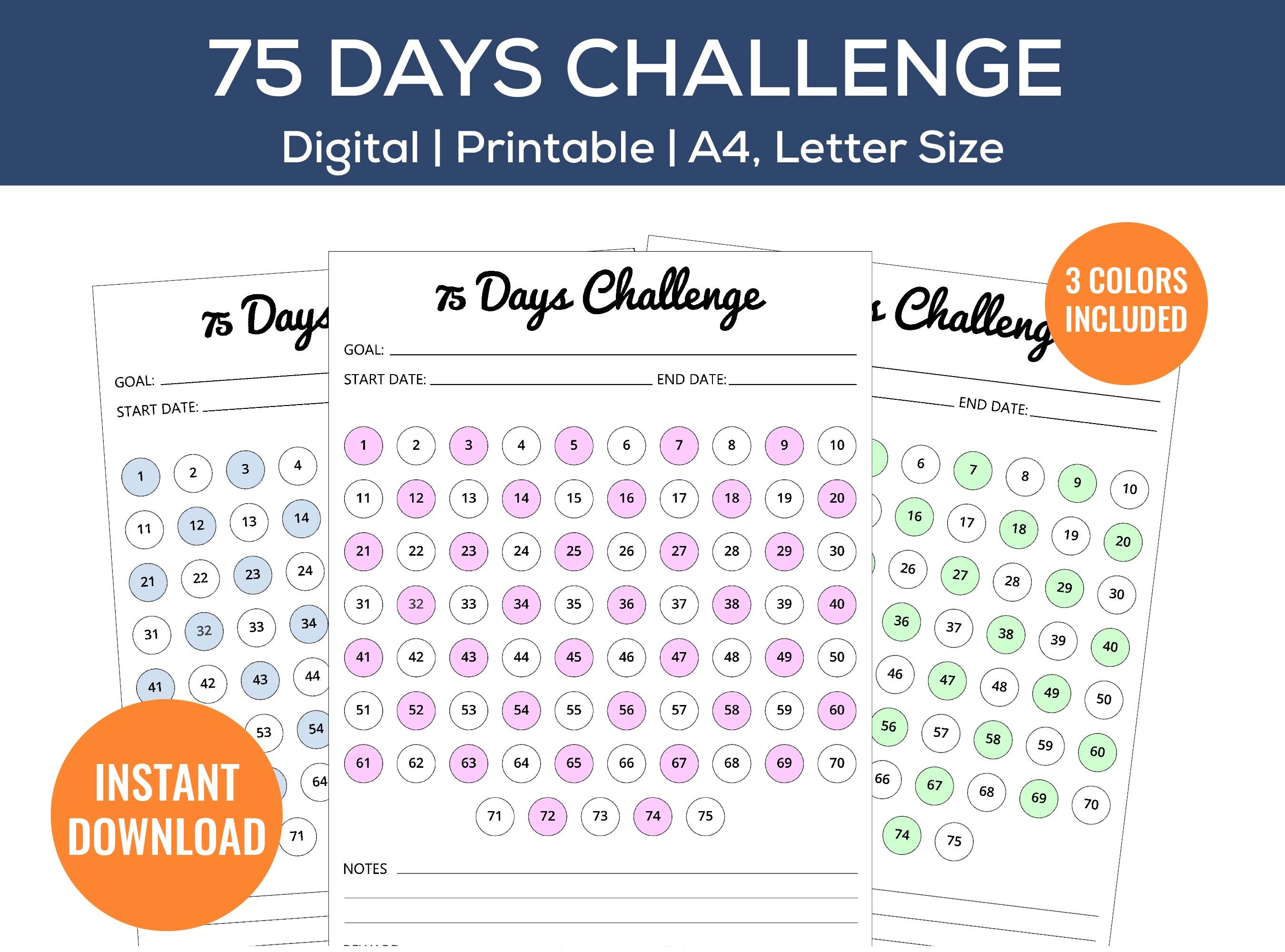 75 Day Challenge Tracker 75 Day Money Saving Challenge Tracker 75 Day ...