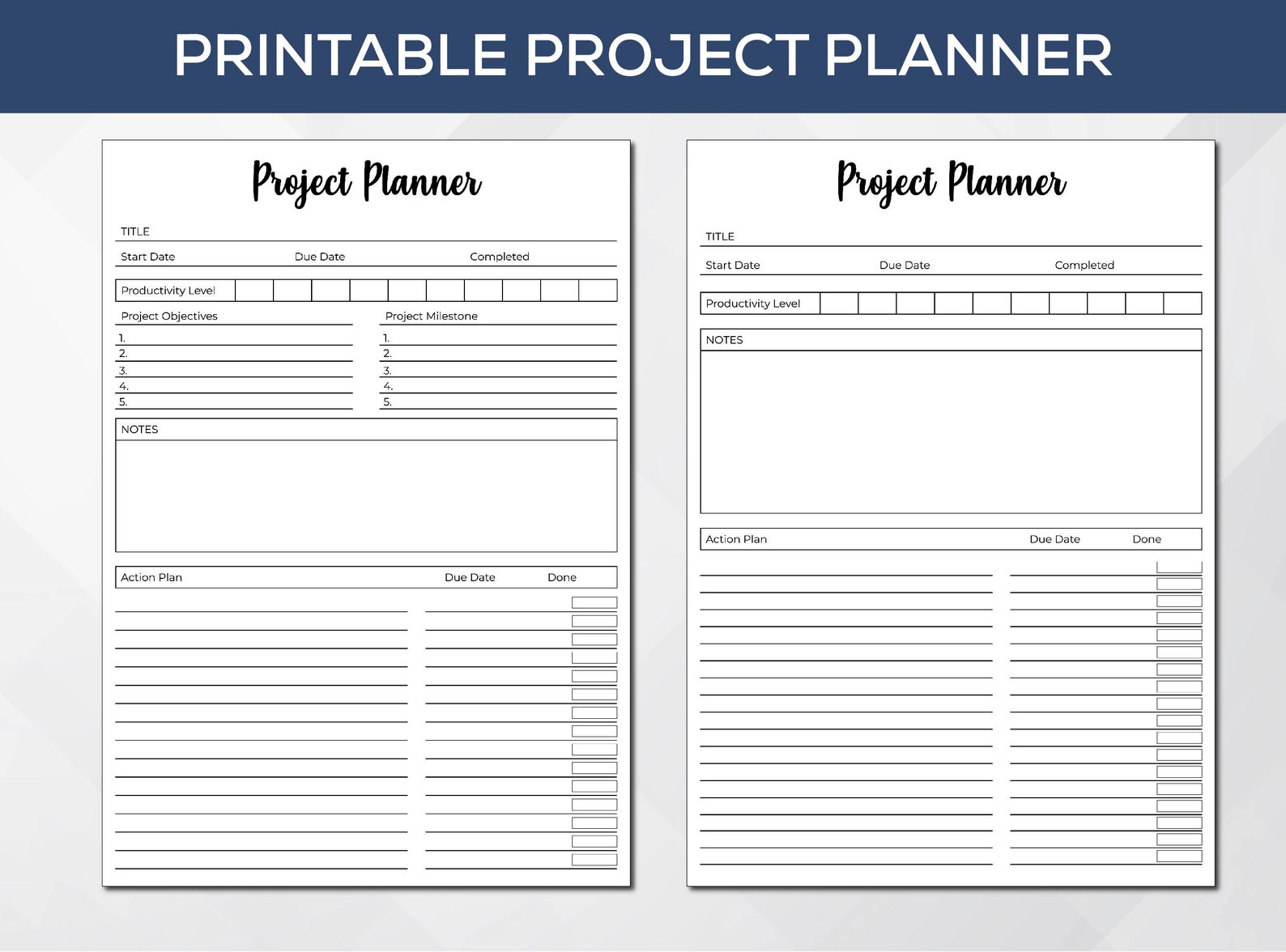 Simple Project Planner Printable Productivity Planner Task - Etsy