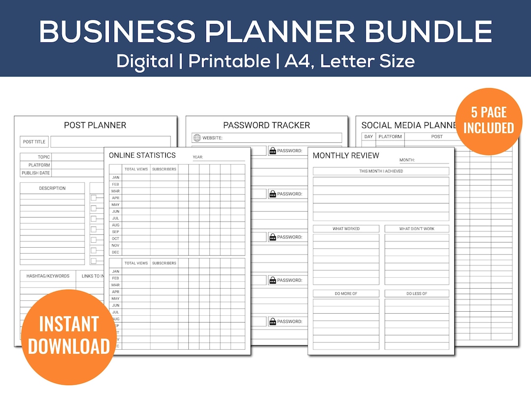 Business Planner Printable BUNDLE Small Business Planner Side Hustle ...