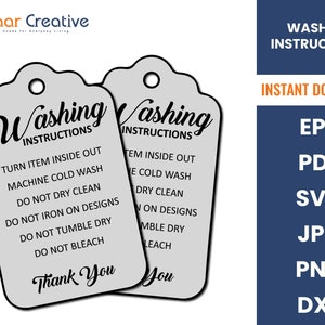Printable Washing Instructions Tag | Shirt Care Card for Tagging ...