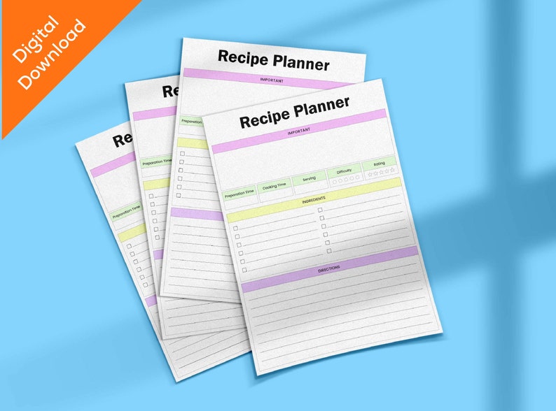 Printable Recipe Page Recipe Card Template Blank Recipe Sheet Recipe ...