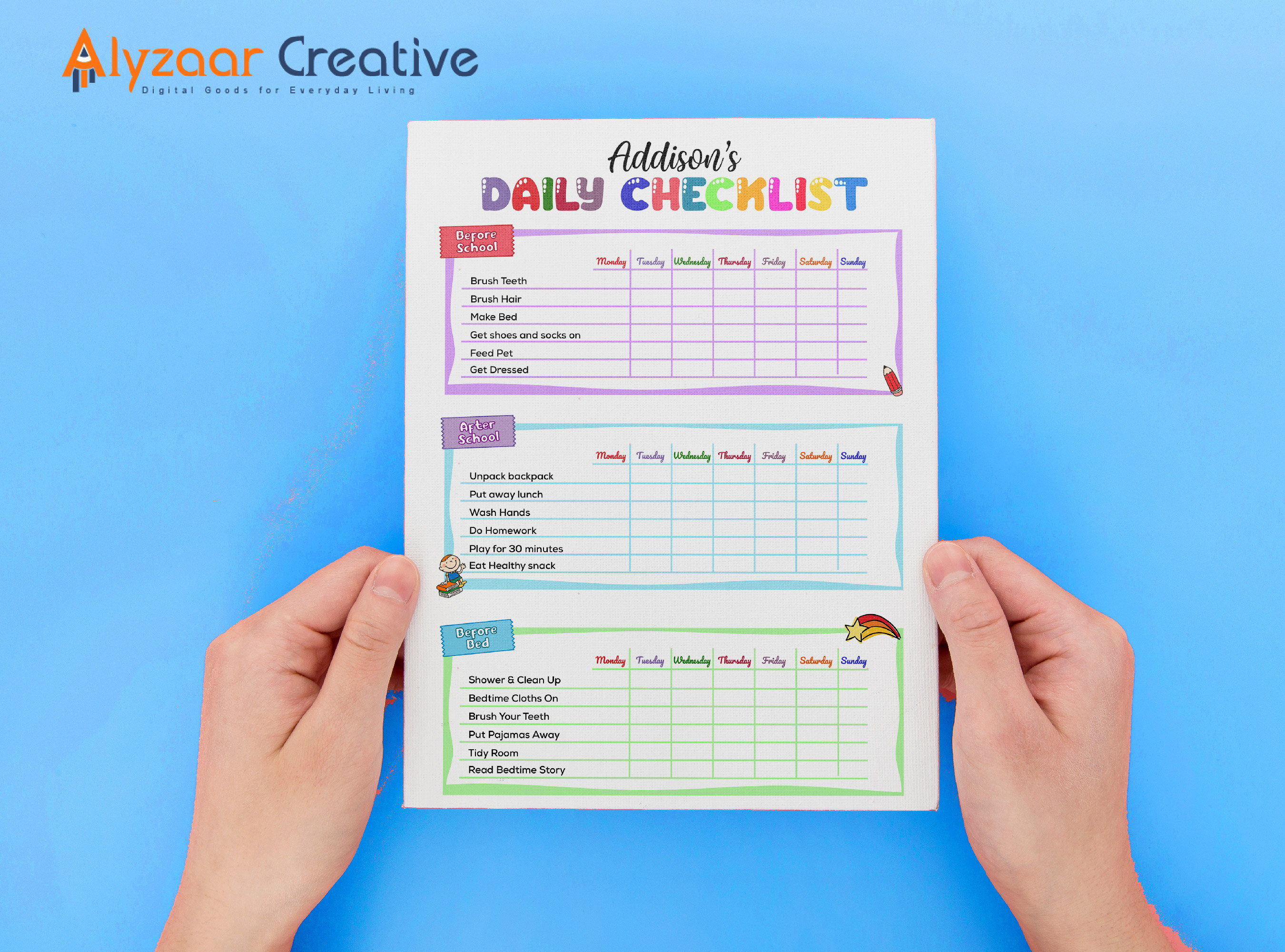 Printable Editable Daily Checklist for Kids Before School After School ...