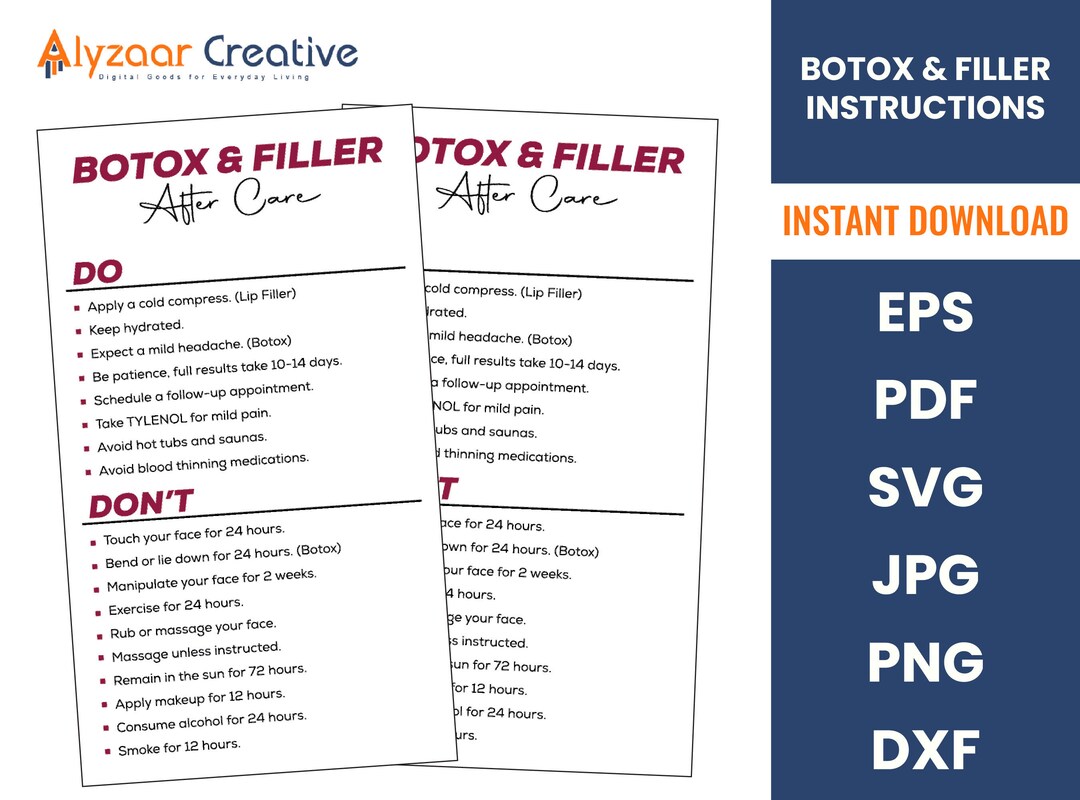 Printable Botox Filler Aftercare Card Design | Aesthetic Beauty Post ...