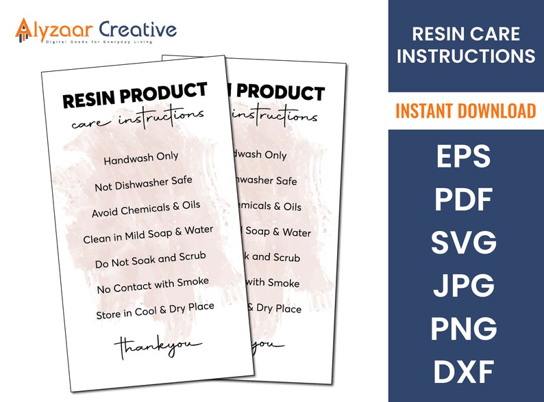Resin Care Card Template Resin Guide Template Simple Resin Card ...