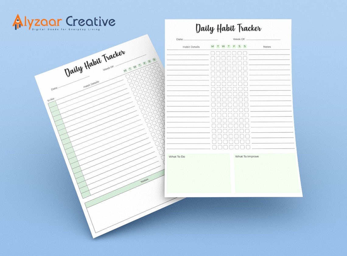 Editable Daily Habit Tracker PDF in Sizes A5 Letter Habit - Etsy
