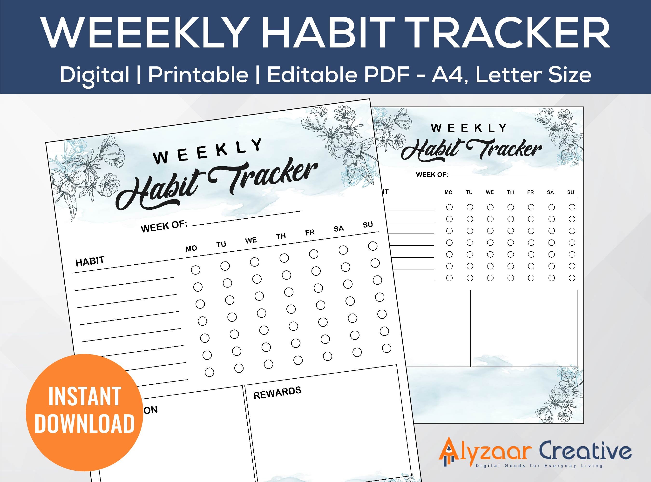 Habit Tracker Printable Habit Tracker Weekly Habit Tracker Habit ...