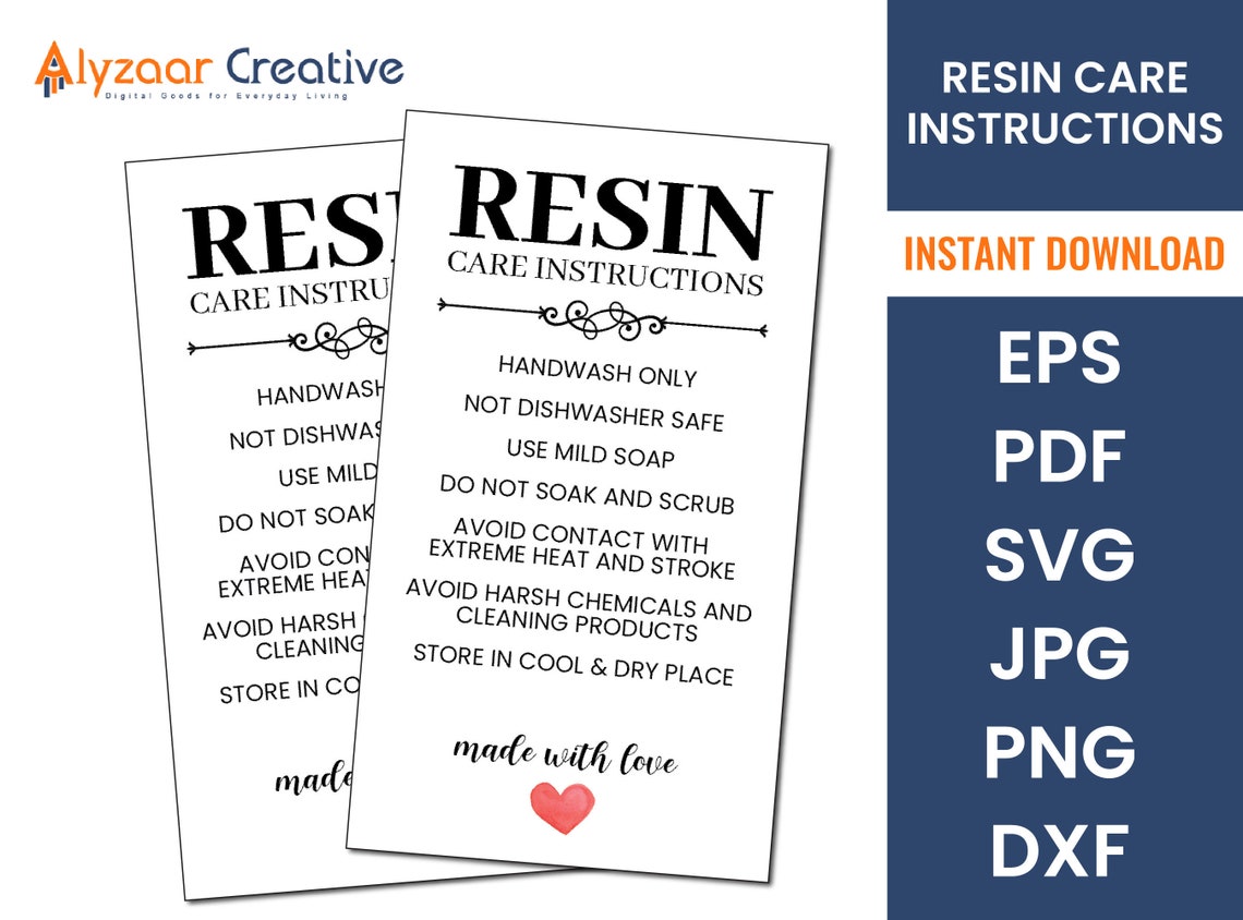 Resin Care Card | Printable Resin Wash Instructions | Ready to Print ...