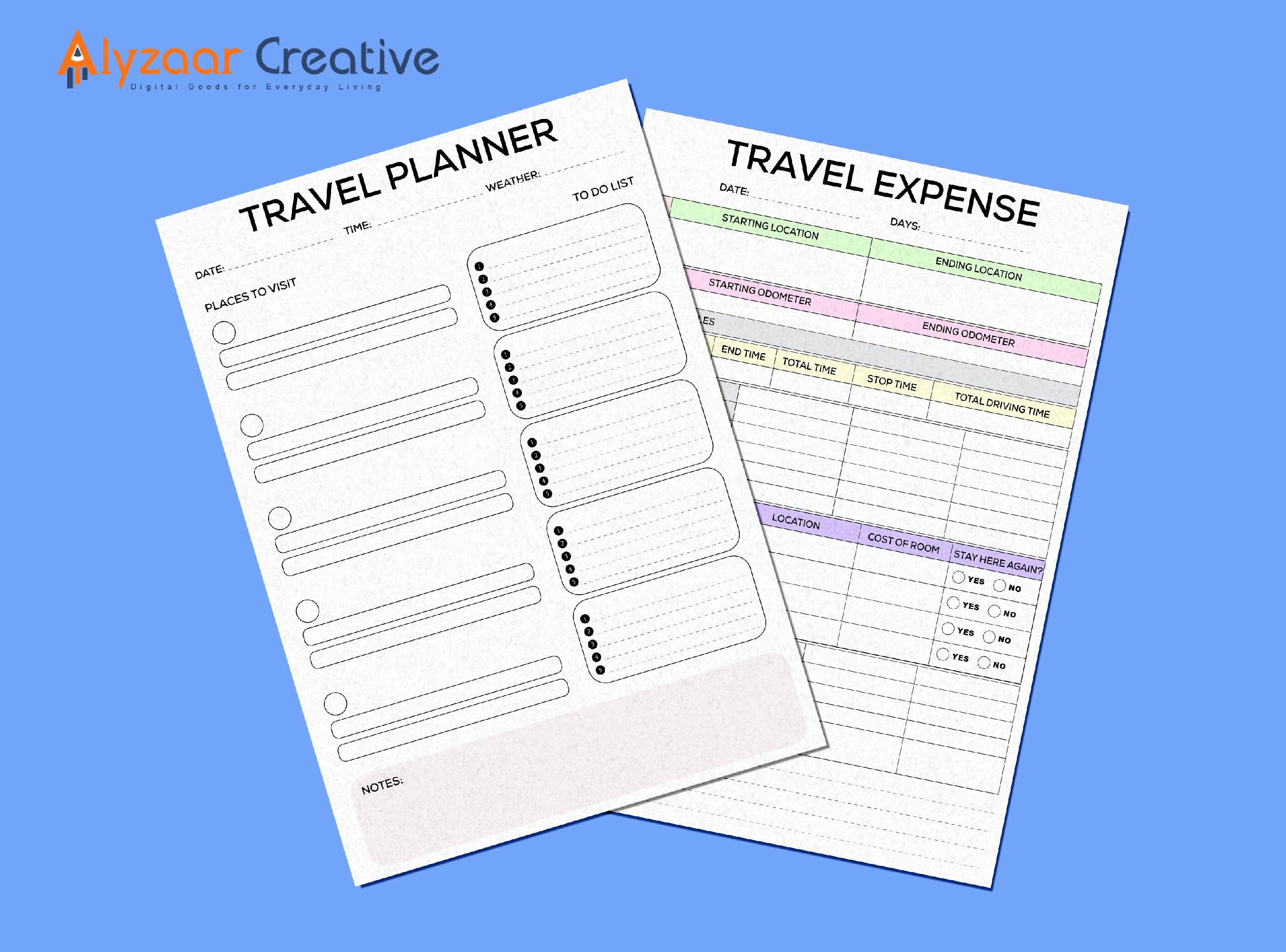 Digital Travel Planner Travel Expense Planner travel Journal Travel ...