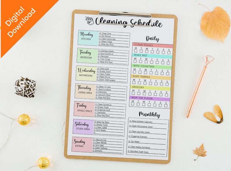 Editable Cleaning Schedule Printable Weekly Cleaning Schedule Printable ...