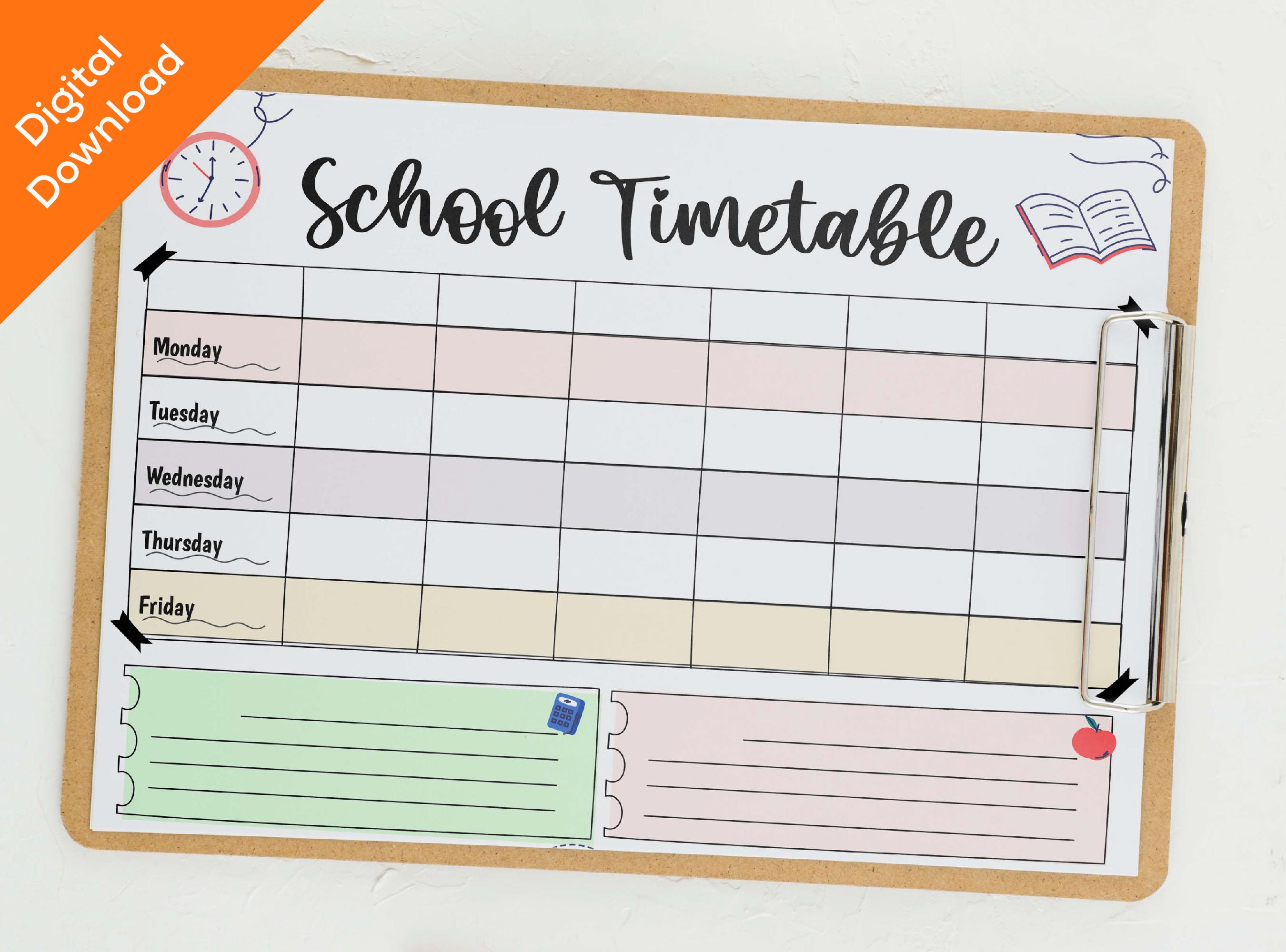 Editable Printable Timetable Schedule School Timetable Instant Download ...