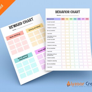 Editable Behavior Chart for Kids Editable Reward Chart for Kids ...