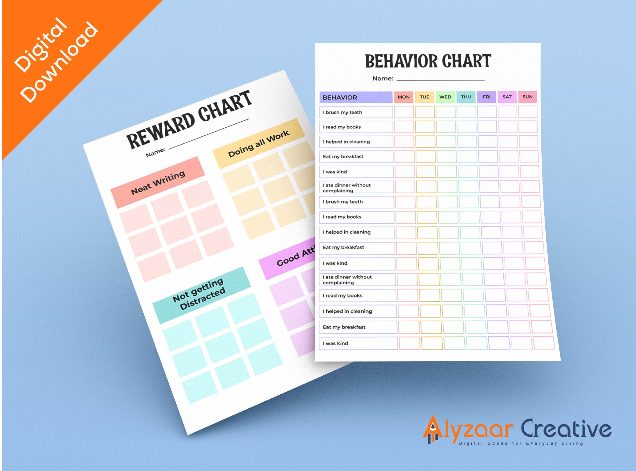 Editable Behavior Chart for Kids Editable Reward Chart for Kids ...