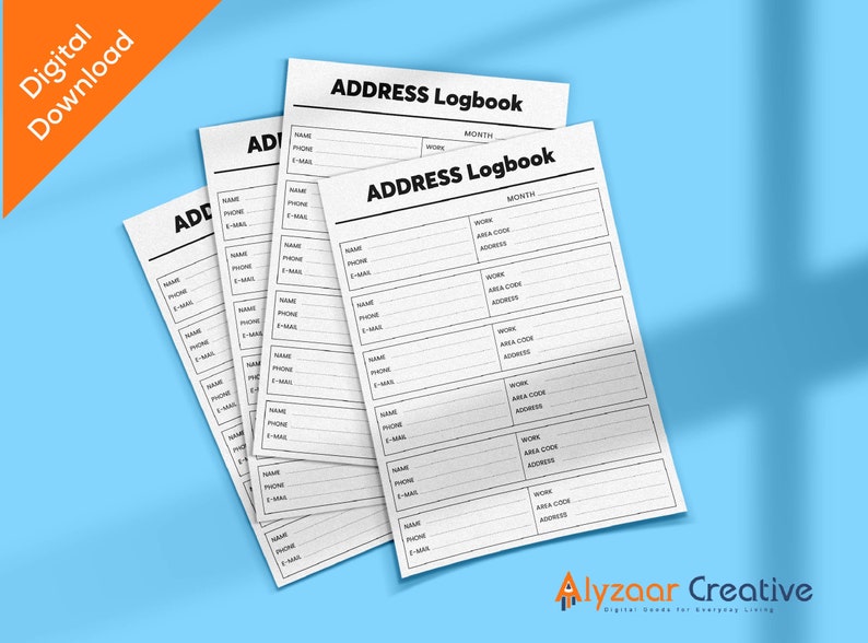 Printable Detailed Address Book Vehicle Maintenance Log Contact List ...